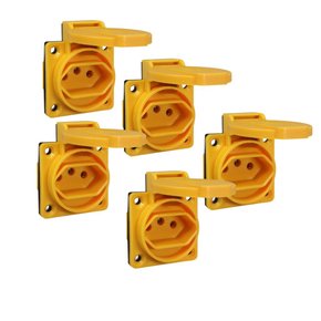 Kit Tomada 2P+T Embutir Padrão BR 20A Amarela com Tampa