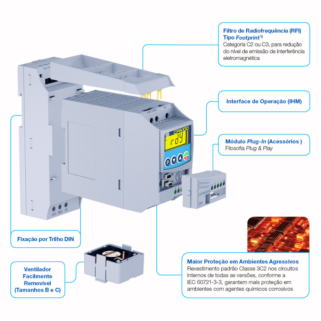 Inversor de Frequência WEG 2cv 7,3A 220V Monofásico