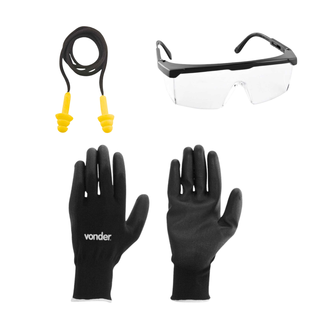 Kit EPI Eletricista | Plug Copolímero, Óculos de Segurança Foxter, Luva ...