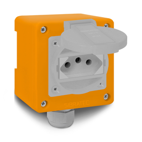 Caixa Amarela + Tomada Padrão Brasileiro 2P+T 20A Branca